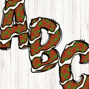 Tree Cake Alphabet PNG Bundle, Set of 3, White Brown Green Doodle ...