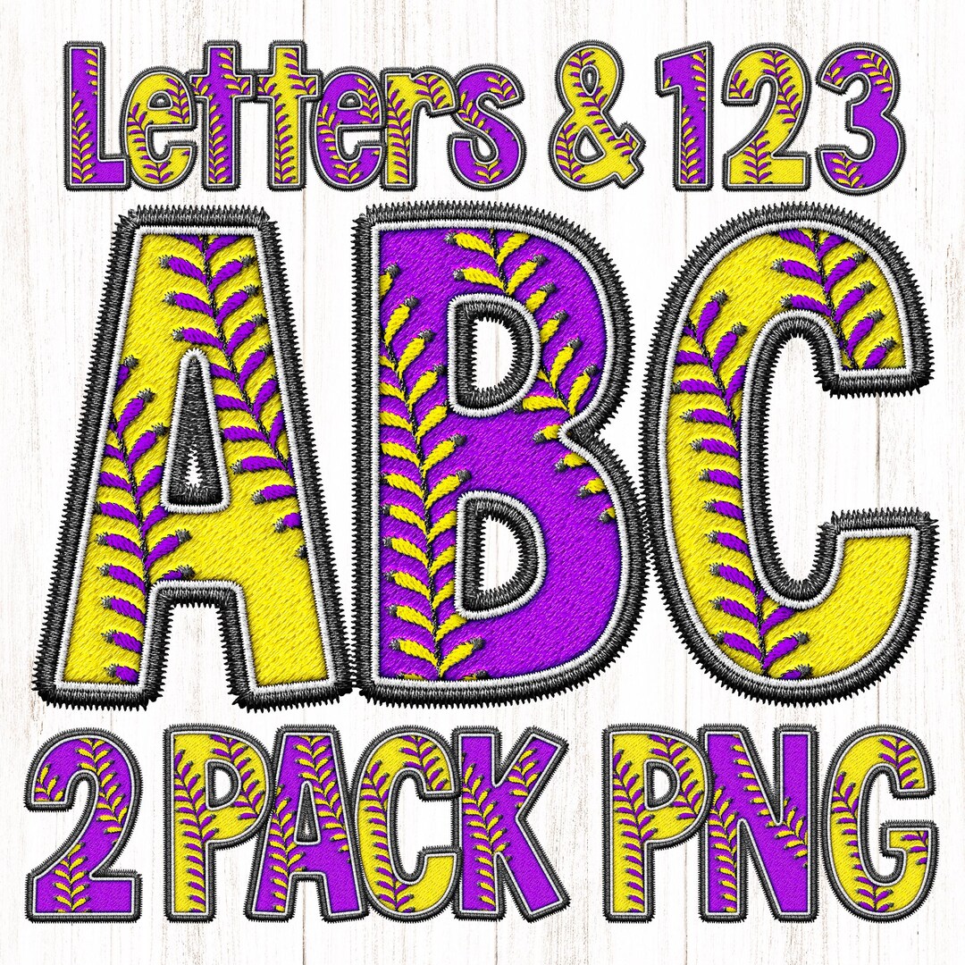 Purple Baseball Alphabets | Faux Embroidery | Trendy, Sports Alpha ...
