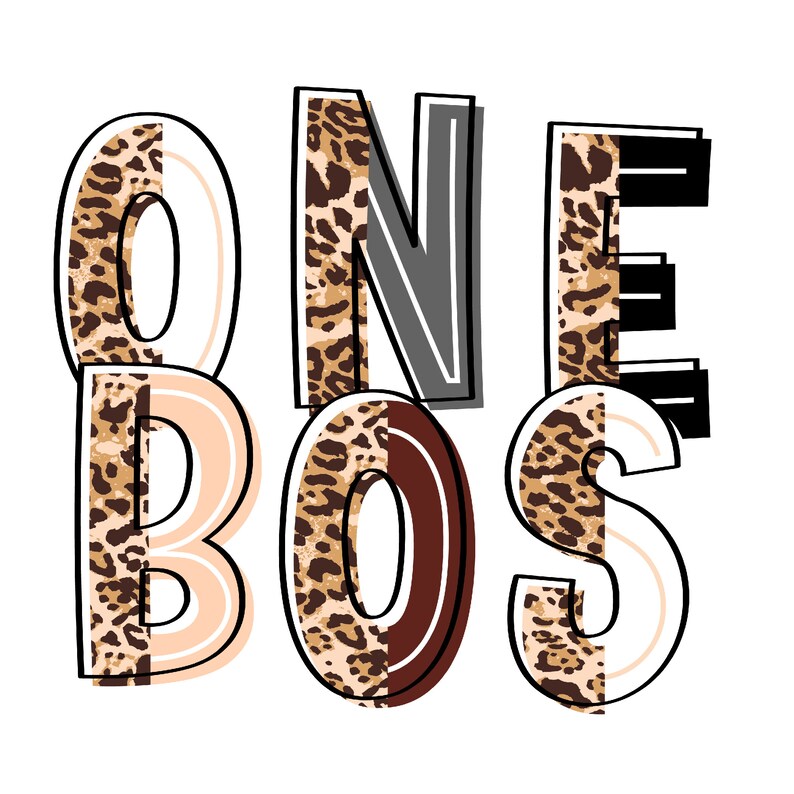 Leopard Split Alphabet PNG, Neutrals Letter Bundle, Inline Line ...