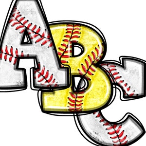 Baseball Softball Doodle Alphabet PNG, Digital Download, Casual Hand ...