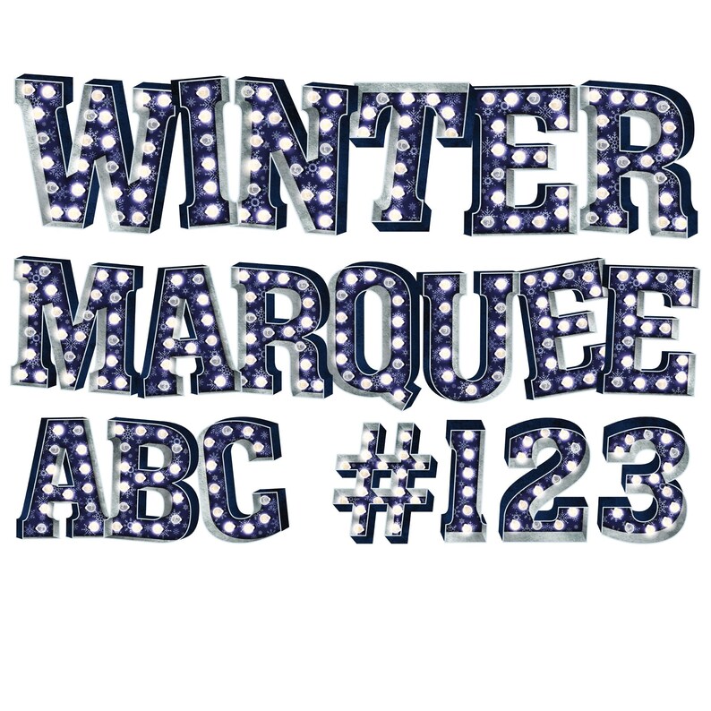 Digital Download | Blue Snowflake Christmas Marquee Letters & Numbers ...