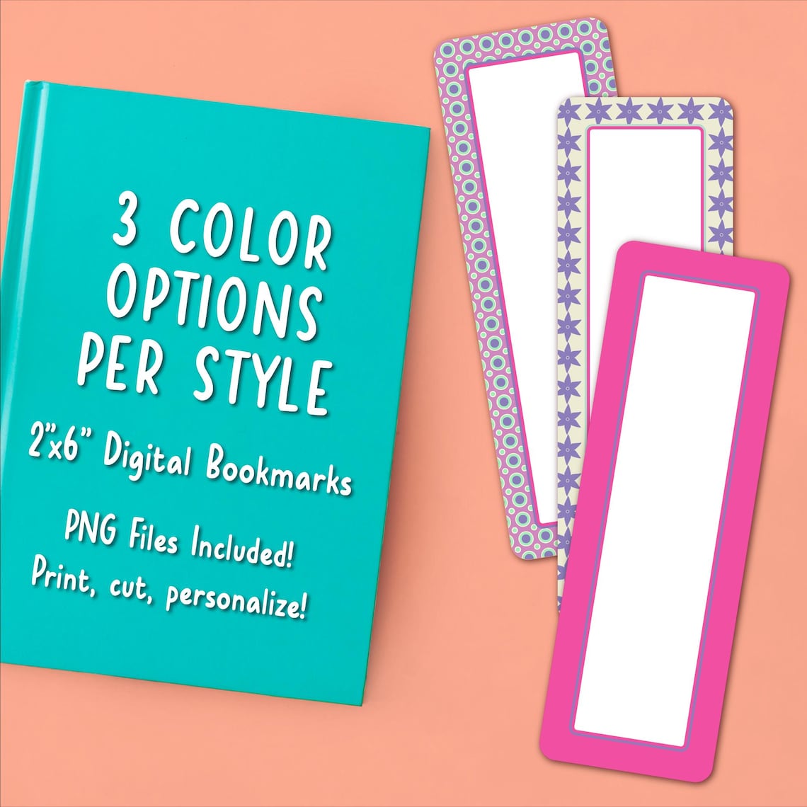 Digital Bookmarks (printable), Clipart Bundle Set of 12 | Lined & Blank ...