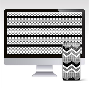 Wallpaper Background - Digital Paper | Seamless | Black, White, Ink ...