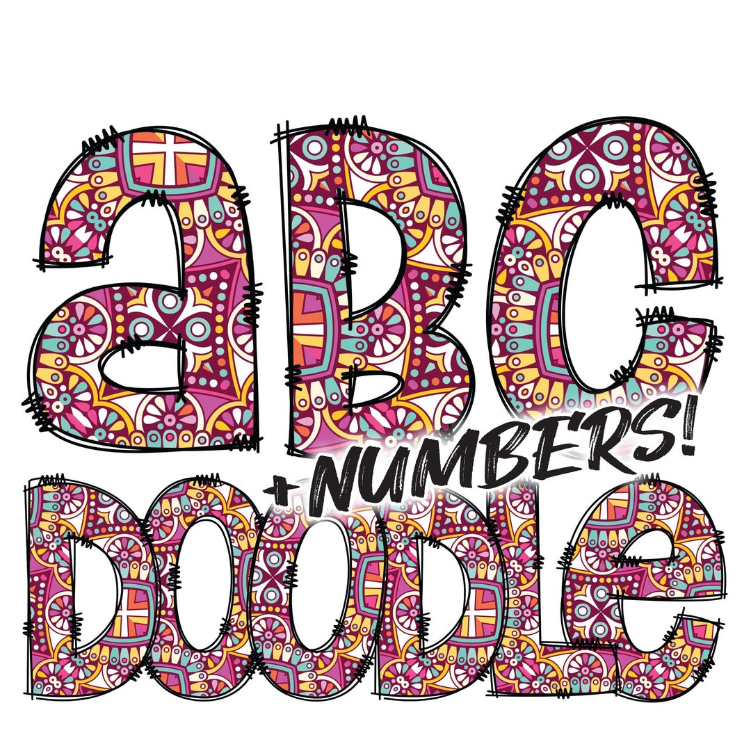 Digital Download | Doodle Letters Purple Pink Yellow 1 Pattern Fill ...