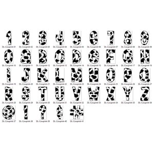 Cow Print Doodle Alphabet PNG, Black & White Pattern Fill Letters for ...