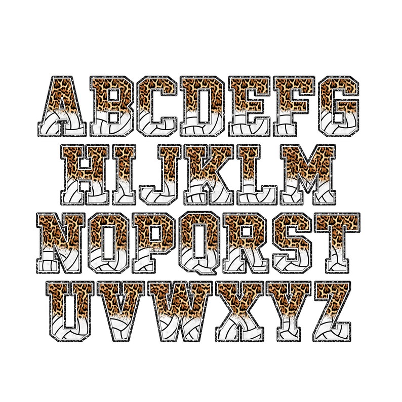 Volleyball Letters PNG Leopard and Panels Pattern Background | Etsy