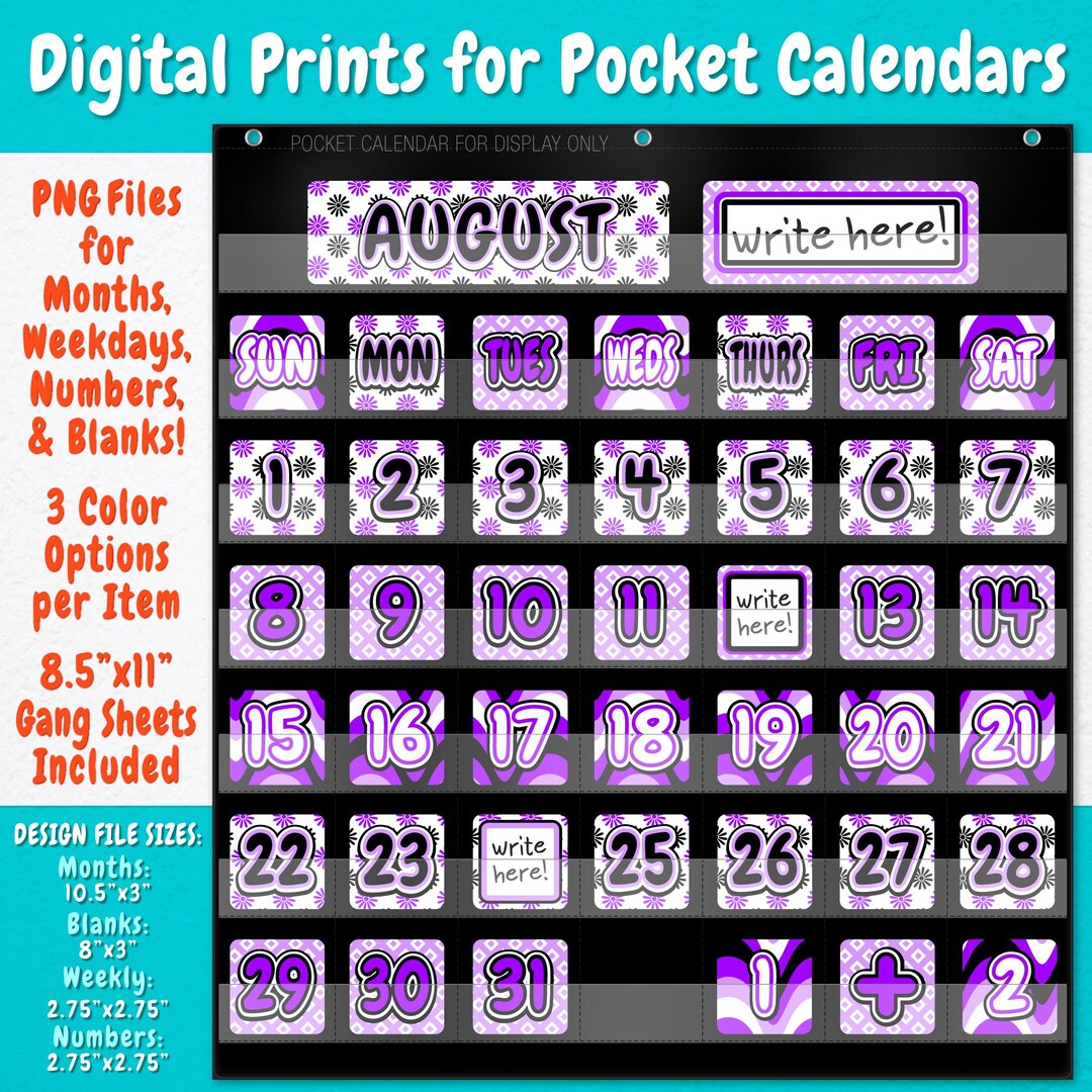 Wall Calendar - Pocket Chart for Teachers | Flowers, Diamonds ...