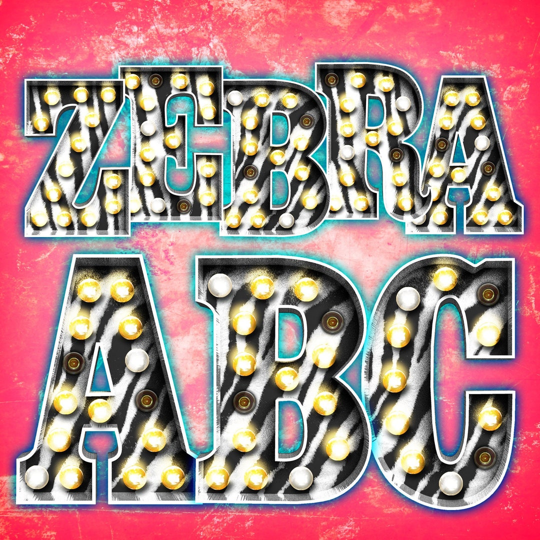 Digital Download | Classic Zebra Pattern Marquee Letters & Numbers ...