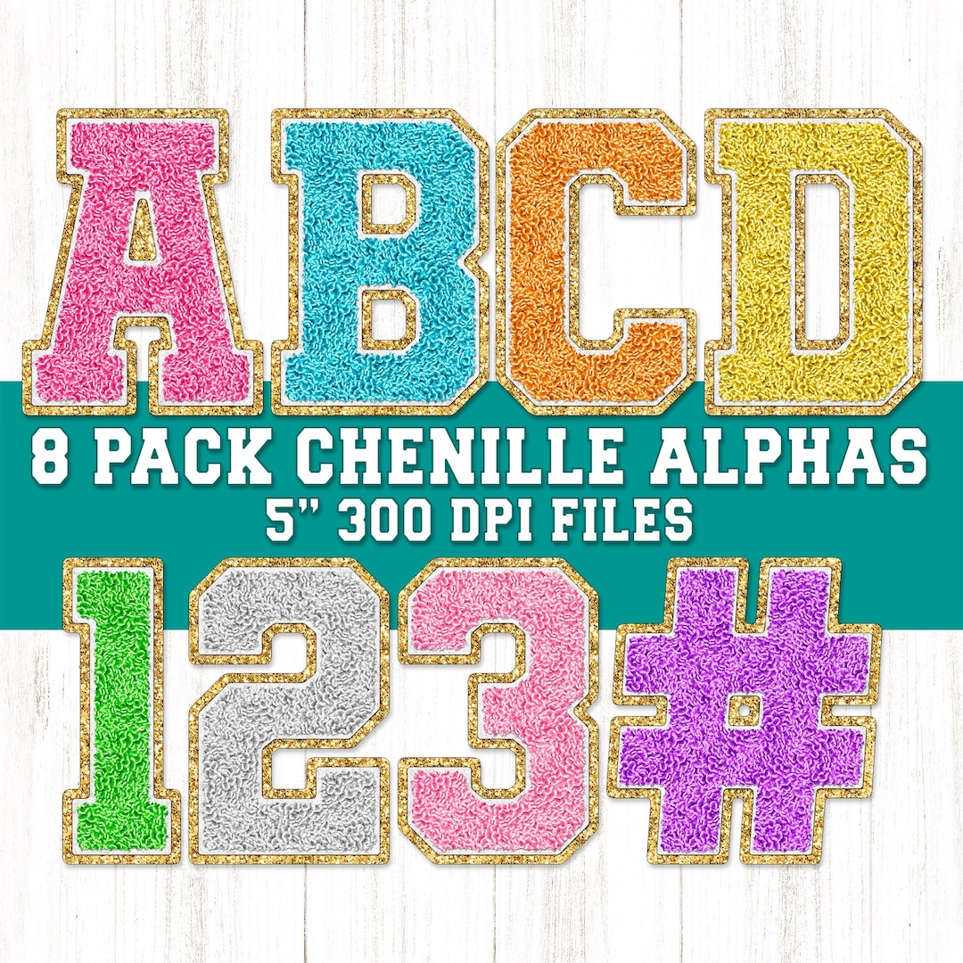Faux Chenille Letters PNG Bundle, Realistic Chenille Texture Alphabets ...