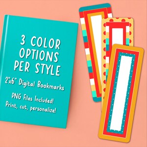 Digital Bookmarks (printable), Clipart Bundle Set of 12 | Lined & Blank ...