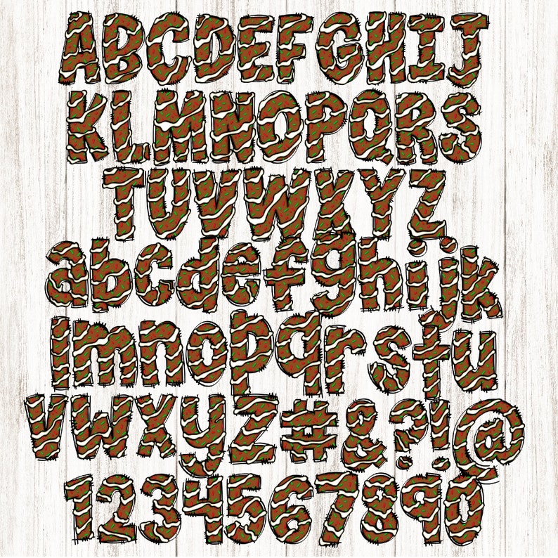 Tree Cake Alphabet PNG Bundle, Set of 3, White Brown Green Doodle ...