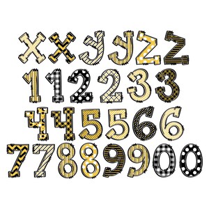 Doodle Gold Black PNG Alphabet Bundle, Double Sets of Uppercase ...
