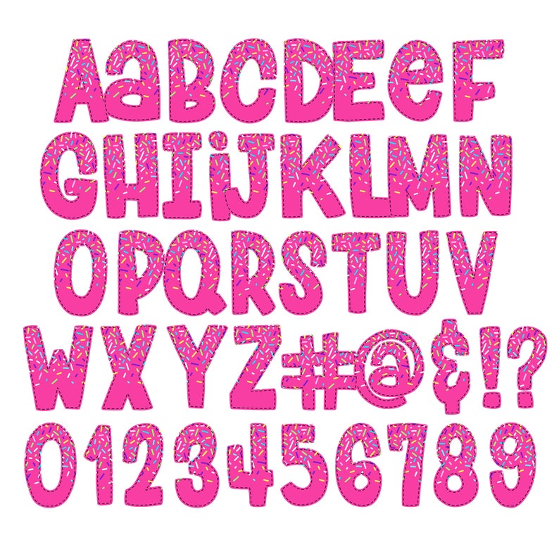 Doodle Dash Faux Applique Alphabet PNG, 13 Pack, Ice Cream Party ...