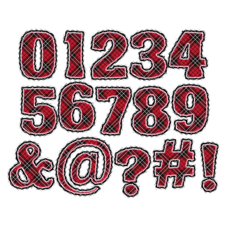 Digital Sketchy PNG Plaid Alphabet | Red Black White Plaid Fill Letters ...