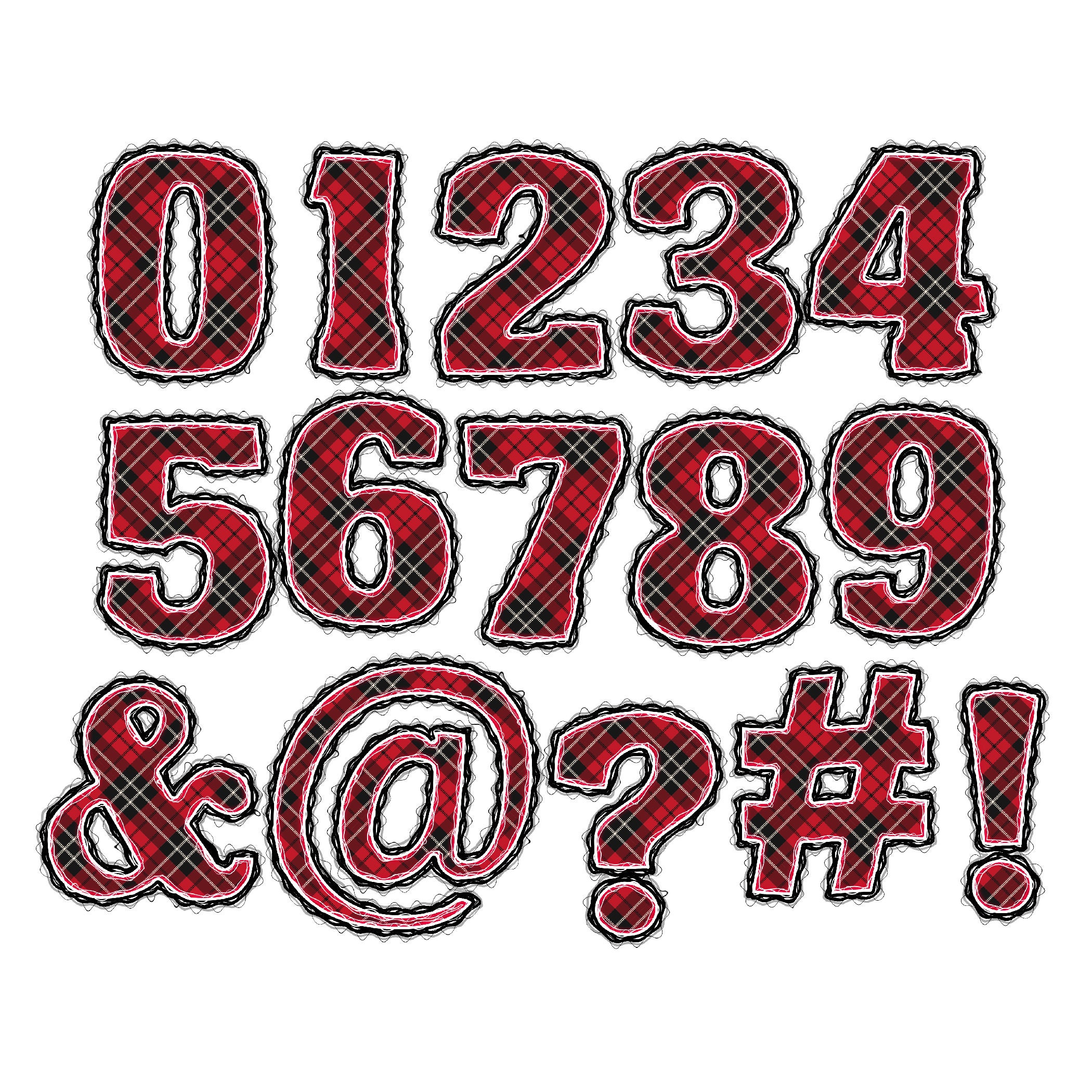 Digital Sketchy PNG Plaid Alphabet Red Black White Plaid - Etsy
