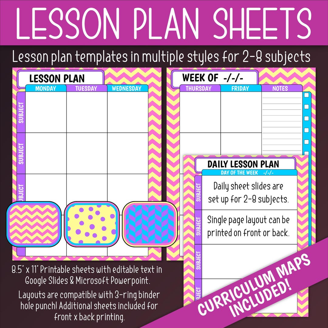 Lesson Plan Sheets & Curriculum Maps (editable) | Geometric, Circles ...