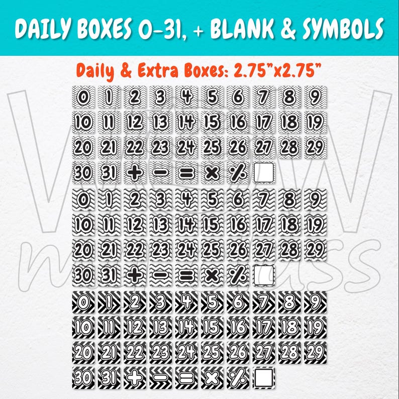 Wall Calendar - Pocket Chart for Teachers | Black, White, Ink Saver ...