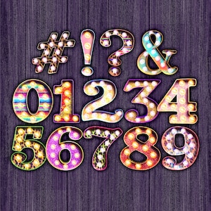 Funky Chic Alphabet PNG, Digital Download Marquee Letters, Numbers ...