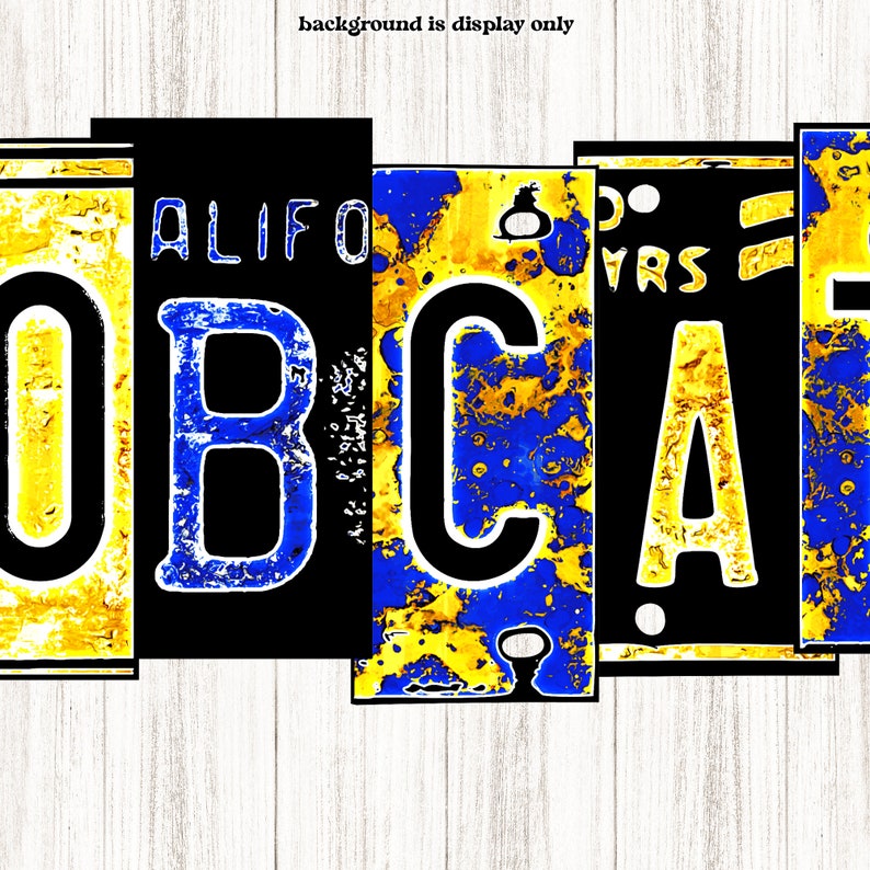 Watercolor License Plate Bobcats PNG, Blue & Gold Yellow, Leopard ...