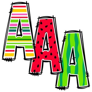 Summer Doodle VS3 Pattern Alphabet, Multi Bundle, Watermelon Fruit ...