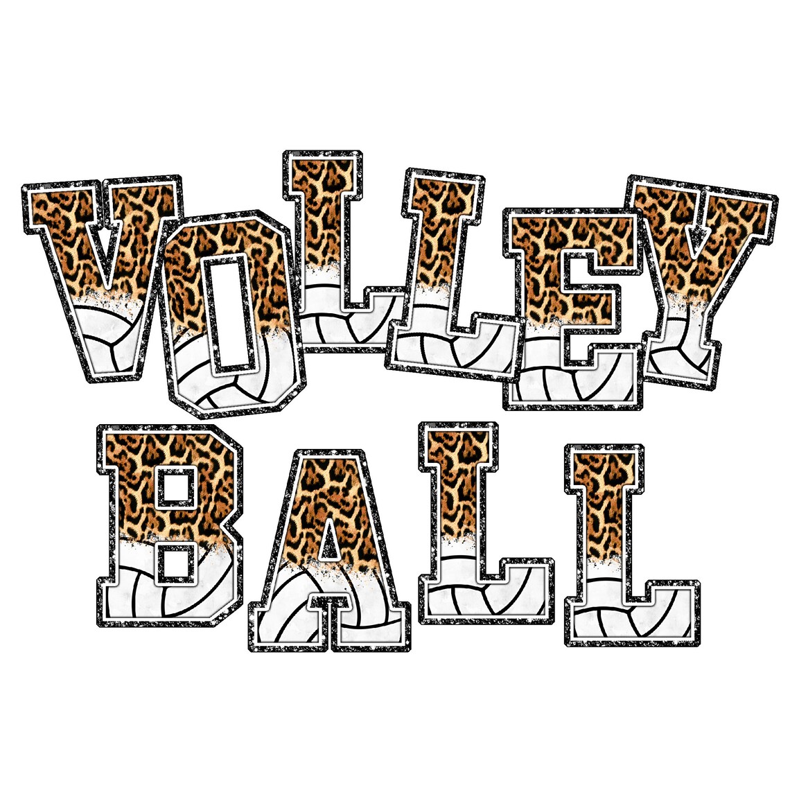 Volleyball Letters PNG Leopard and Panels Pattern Background | Etsy