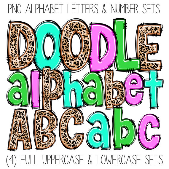 Leopard Multi Doodle Alphabet Bundle VS3 Doodle Letters Pink - Etsy