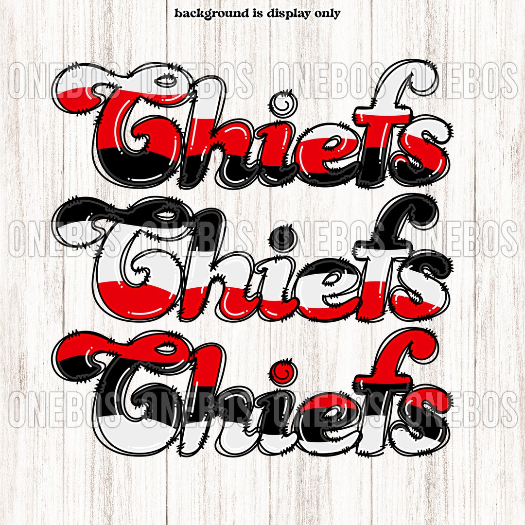 Chiefs PNG, Doodle Script Groovy Letters With Red, Black, White Wavy ...
