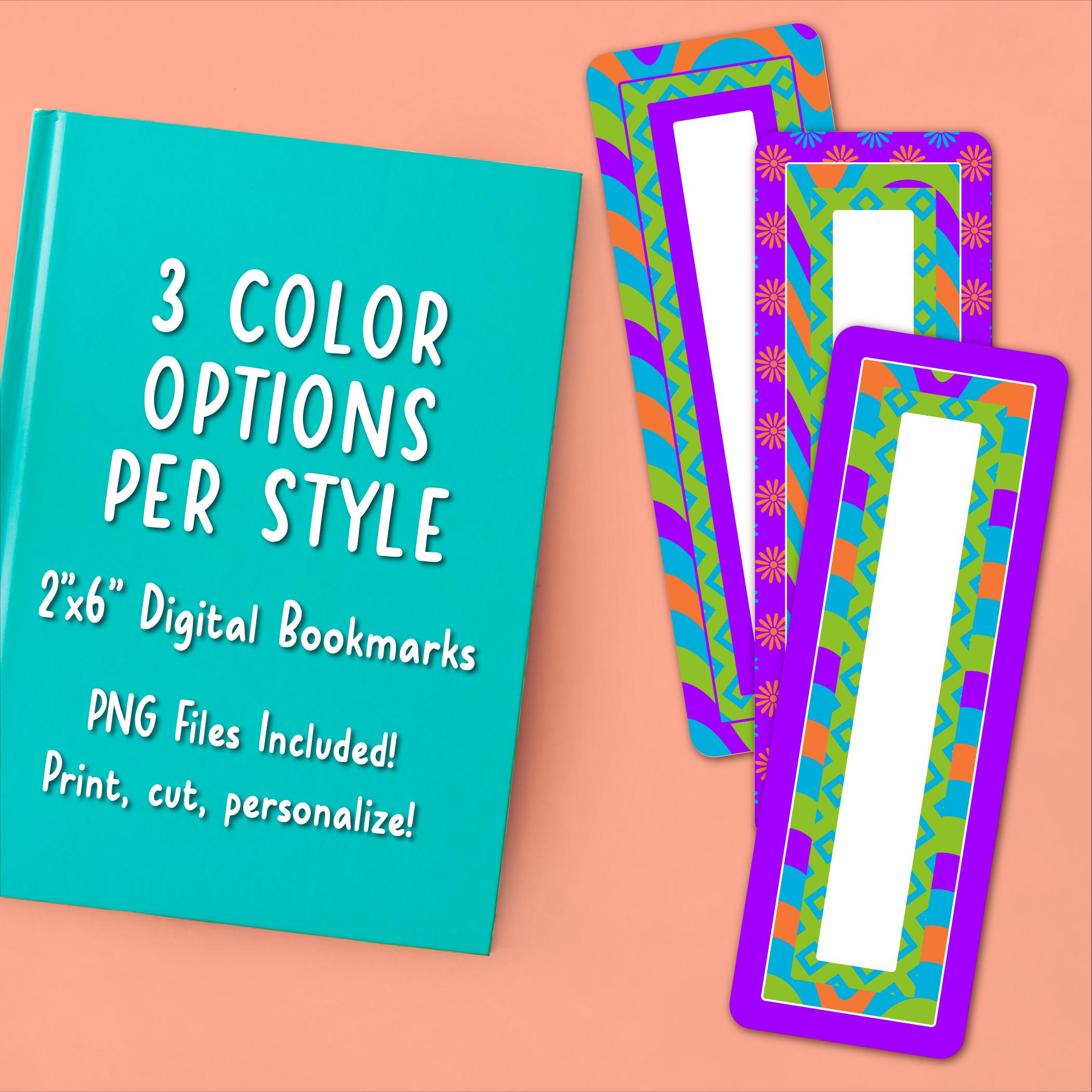 Digital Bookmarks (printable), Clipart Bundle Set of 12 | Lined & Blank ...