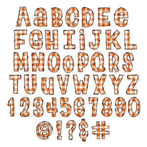 Fall PNG Doodle Alphabet Pack, 6 Sets, Leopard Print, Gingham Plaid ...