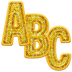 Digital Light Gold Sequin Alphabet, Faux Realistic Lined Sequin Letters ...
