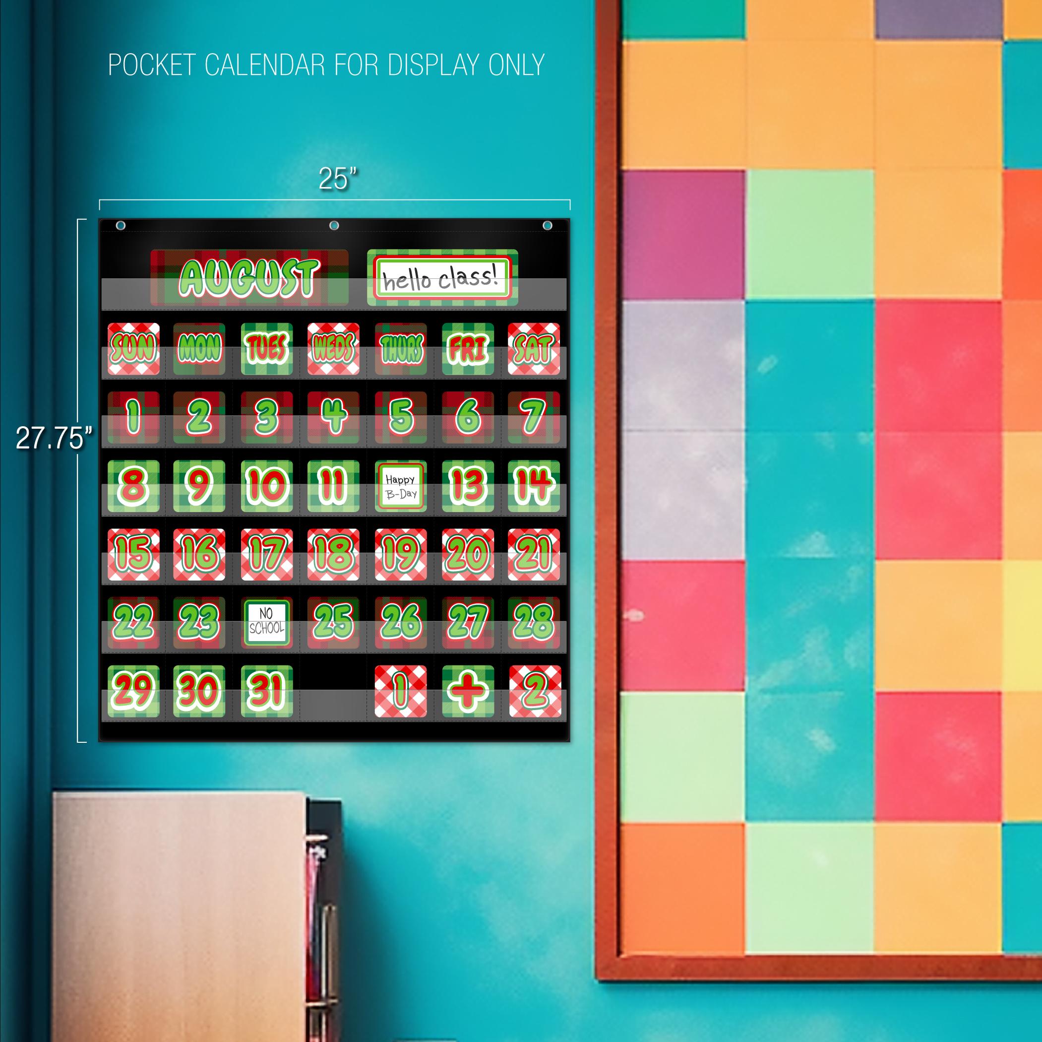 Wall Calendar - Pocket Chart for Teachers | Plaid, Checkered, Buffalo ...