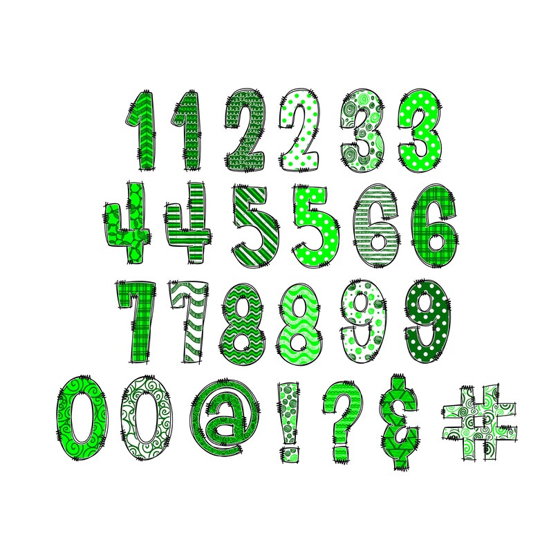 Alphabet Doodle Clipart, Sketchy Doodle Fun School Green & White Hand ...