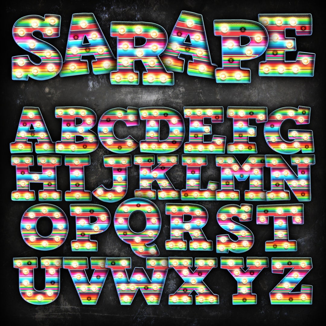 Digital Download | Casual Serape Sarape Marquee Letters & Numbers | PNG ...