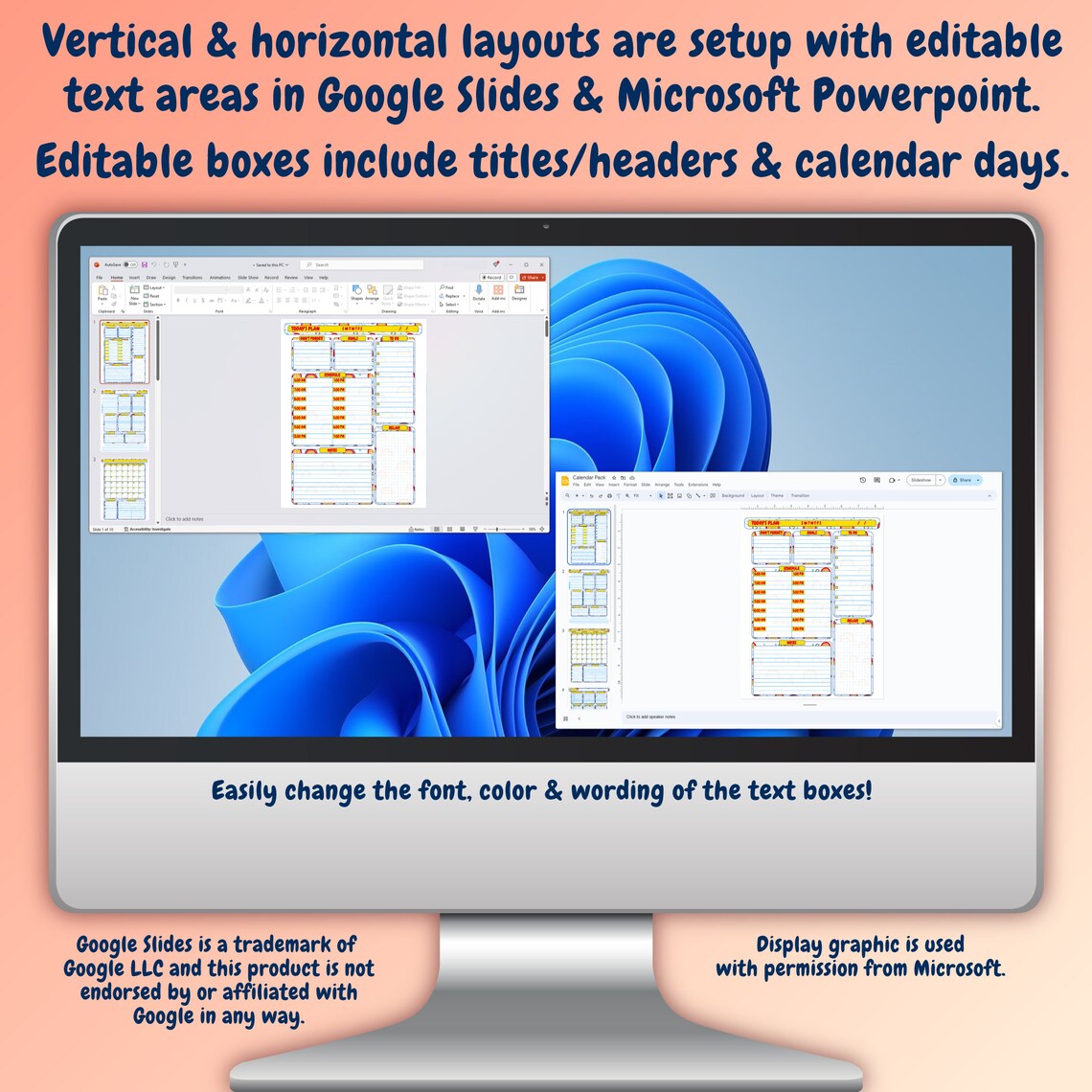 Calendar Pack - Editable Daily | Weekly | Monthly | Yearly | Rainbows ...