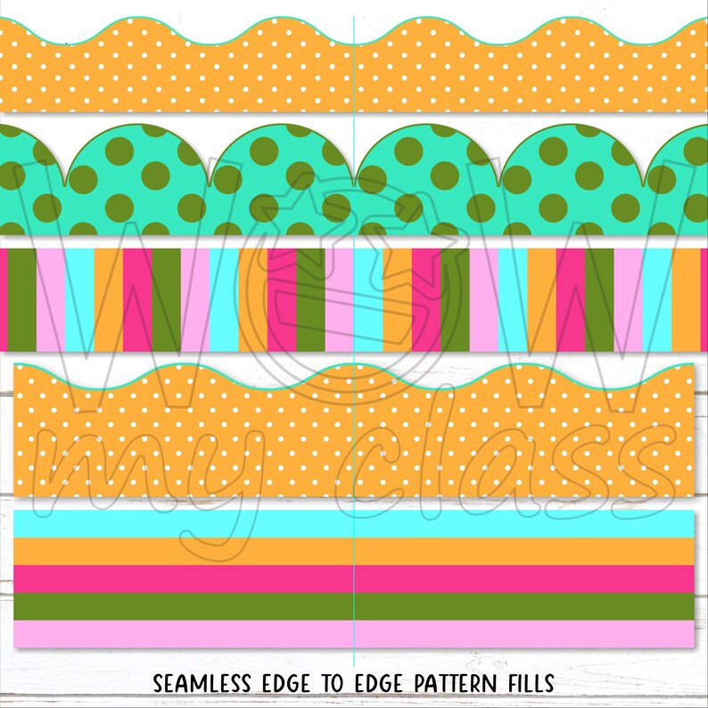 Borders for Bulletin Boards | Print & Cut, Seamless | Polkadot, Mini ...