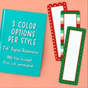 Digital Bookmarks (printable), Clipart Bundle Set of 12 | Lined & Blank ...