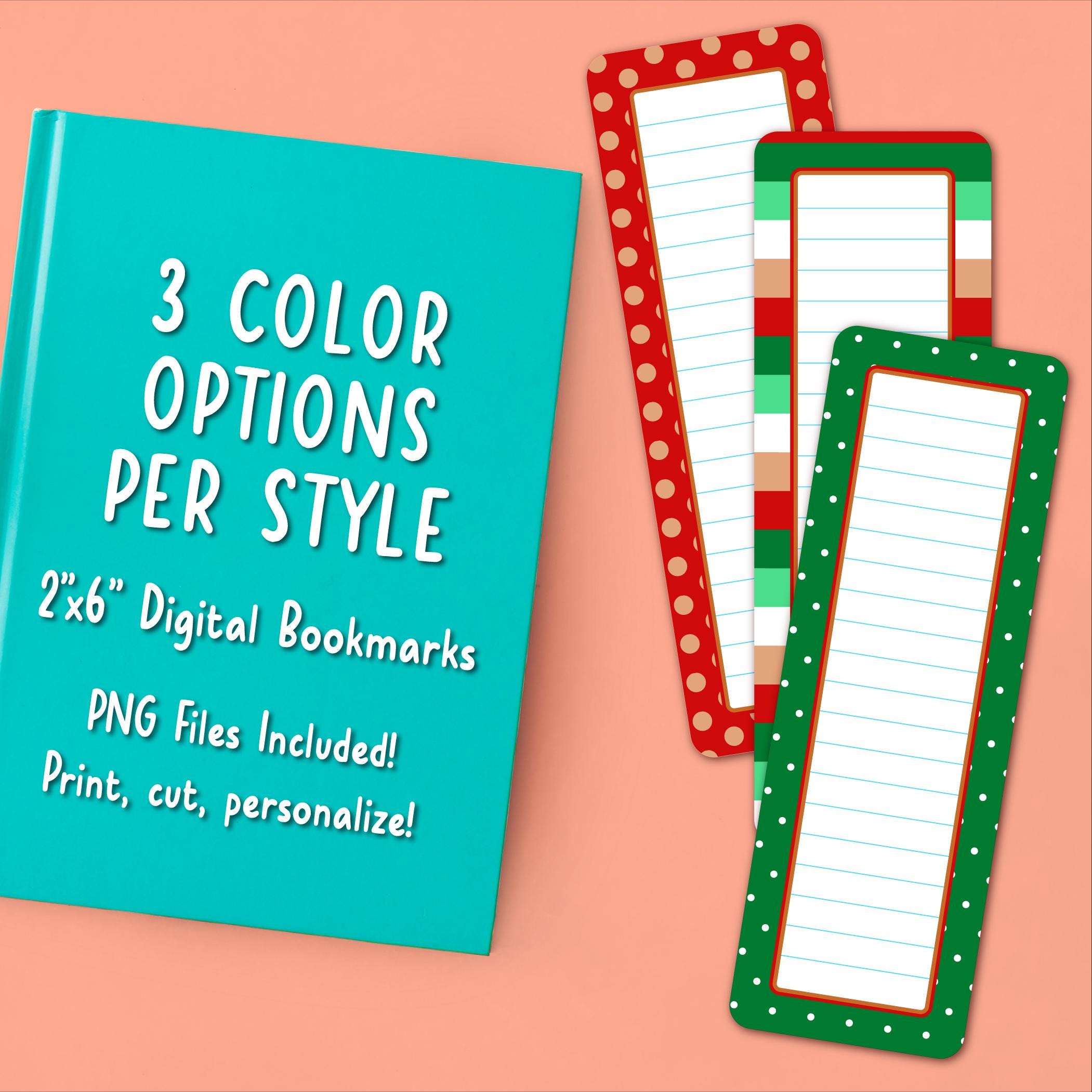 Digital Bookmarks (printable), Clipart Bundle Set of 12 | Lined & Blank ...