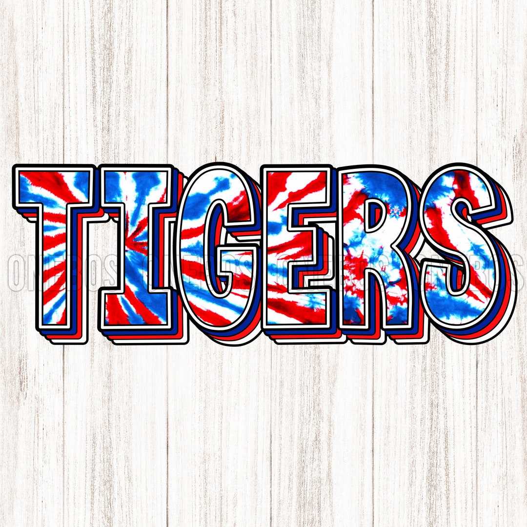 Tigers Mascot Digital Download PNG, Tie-dye Red White & Blue, School ...