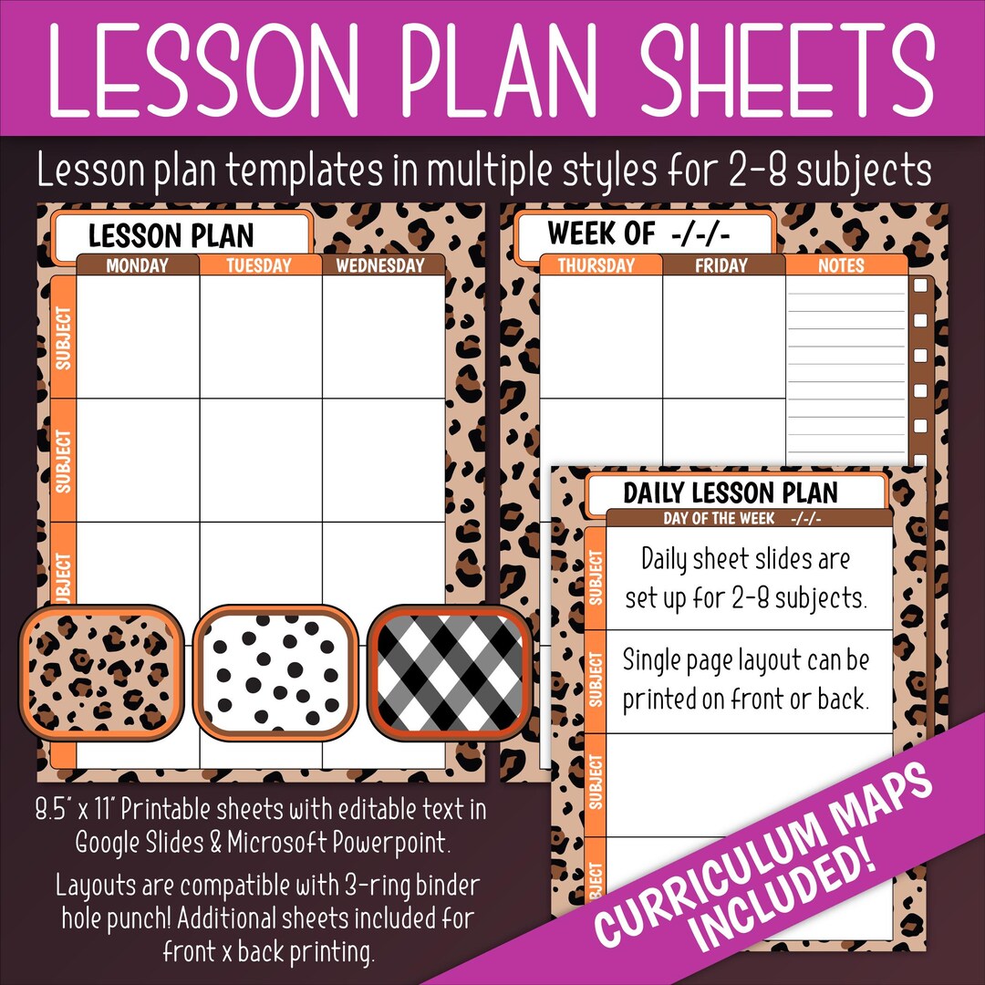 Lesson Plan Sheets & Curriculum Maps (editable) | Teacher Planner ...