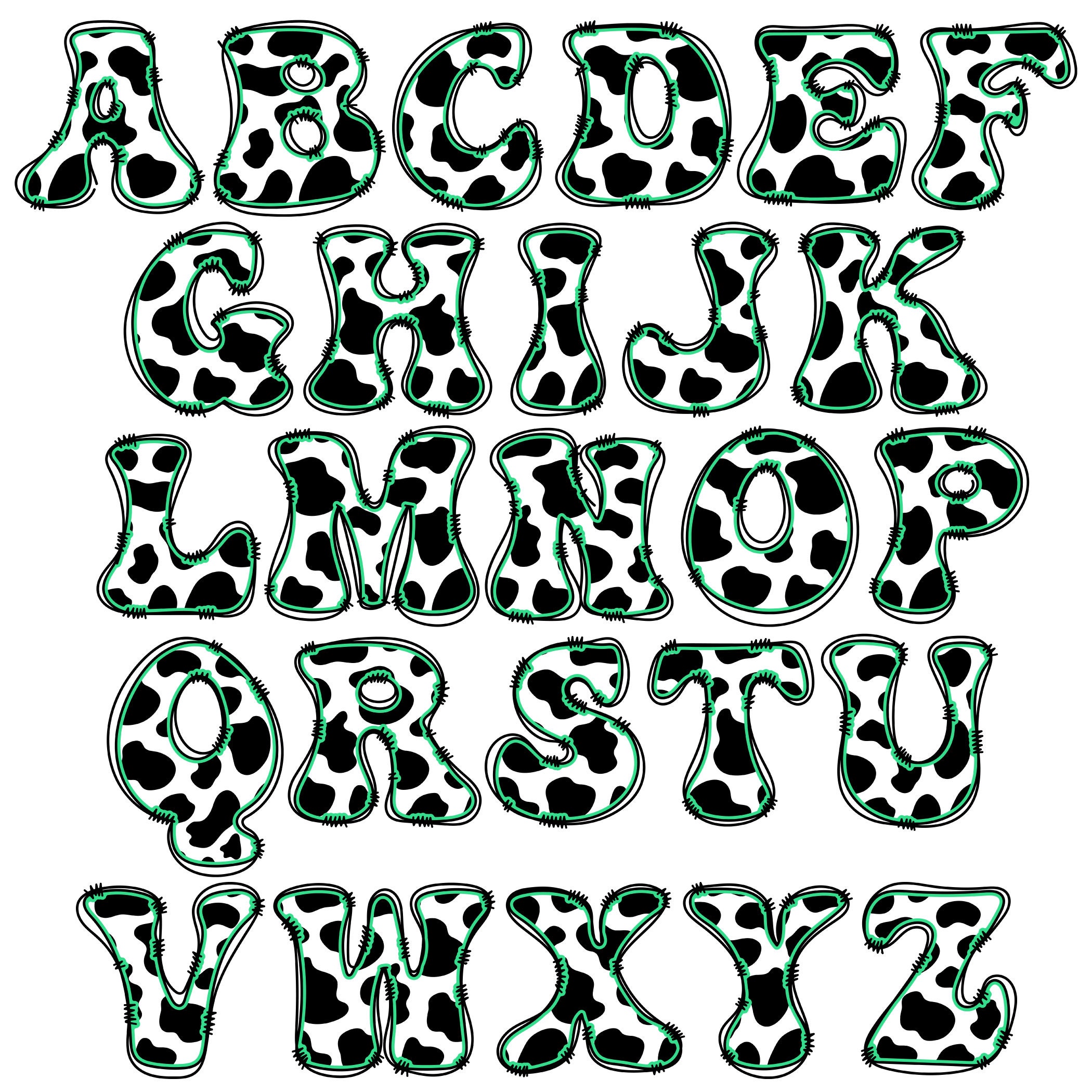 Digital Download | Doodle Retro AG - Cow Print Vintage | Hand Drawn ...