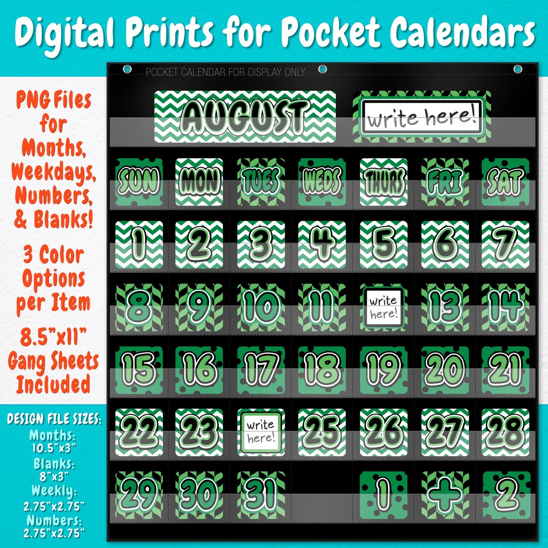 Wall Calendar - Pocket Chart for Teachers | Geometric Shapes, Circles ...