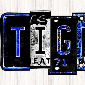 Tigers License Plate PNG, Blue Black White, Leopard, Grunge ...