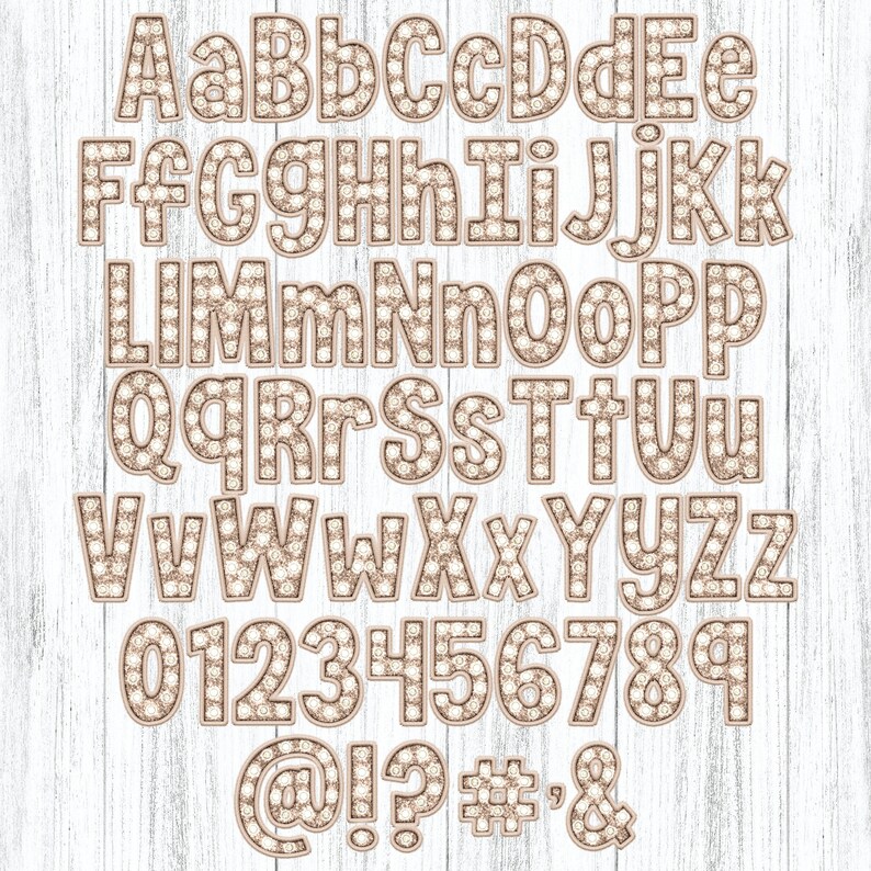 Digital Boho Glitter PNG Alphabets, 6 Pack Bundle Faux Embroidery ...