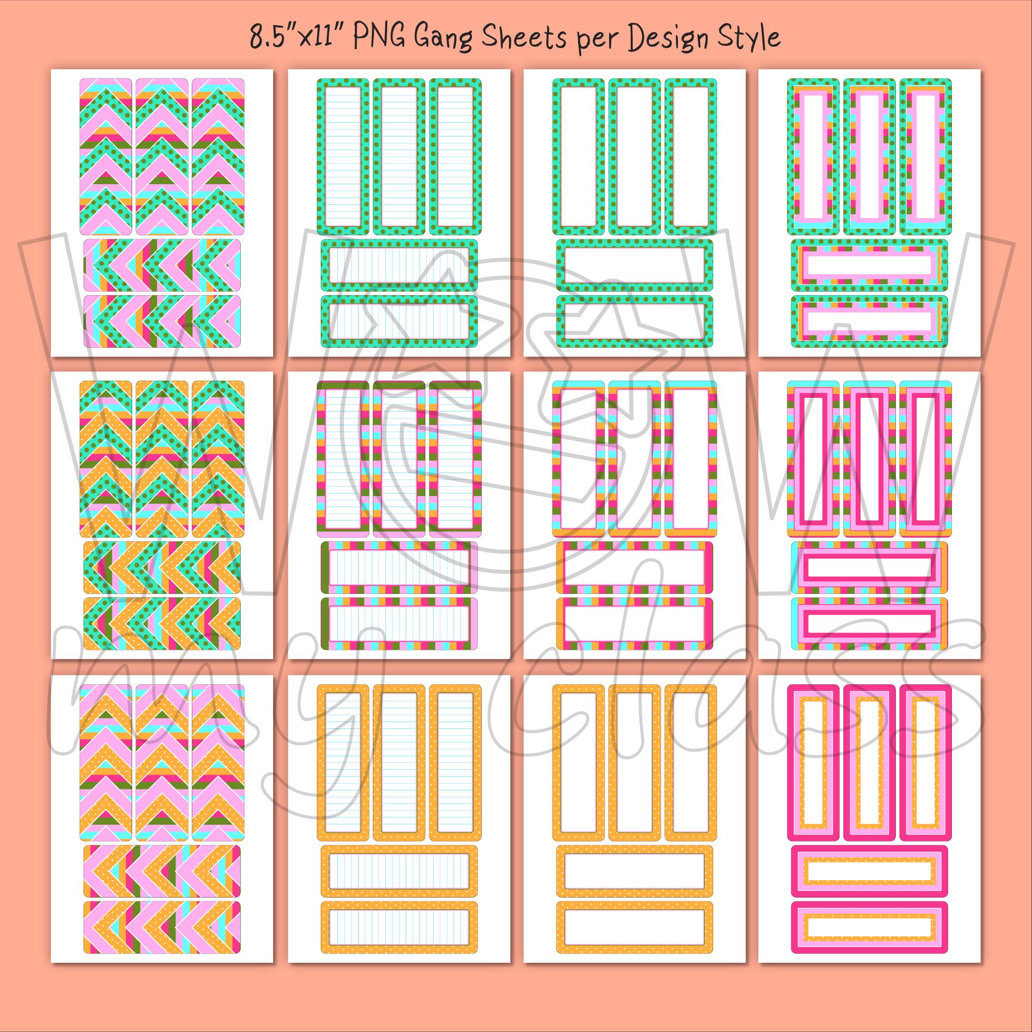 Digital Bookmarks (printable), Clipart Bundle Set of 12 | Lined & Blank ...