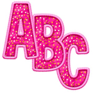 Pink and Gold Foil Dot Alphabet, Faux Embroidery Stitch Alpha, Classic ...