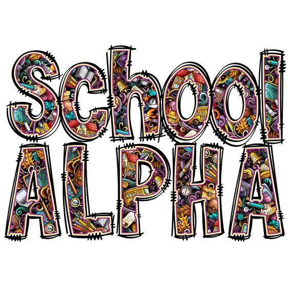 School Alphabet Doodle PNG Student Teacher Classroom Pattern - Etsy