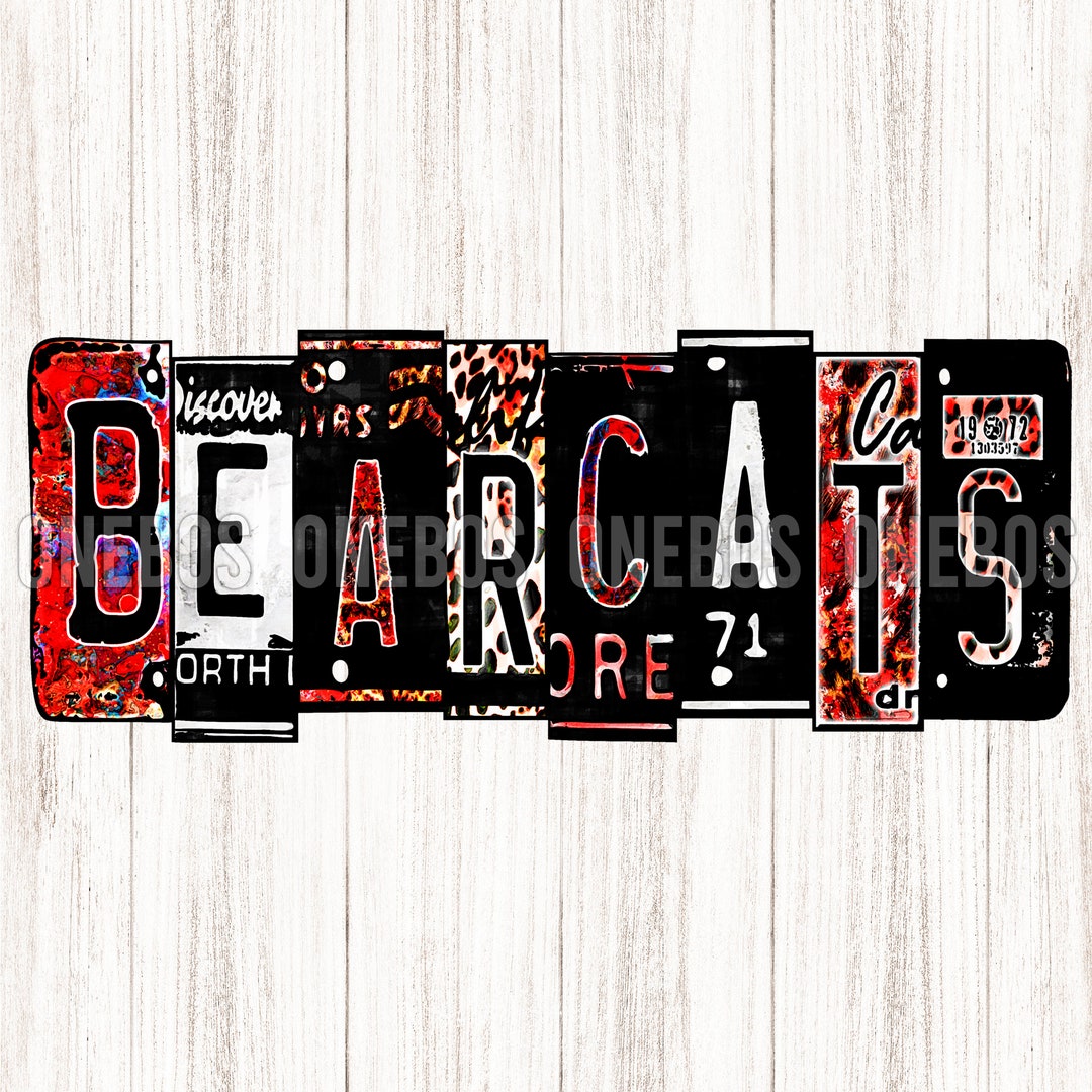 Watercolor License Plate Bearcats PNG, Bright Red, Leopard, Grunge ...