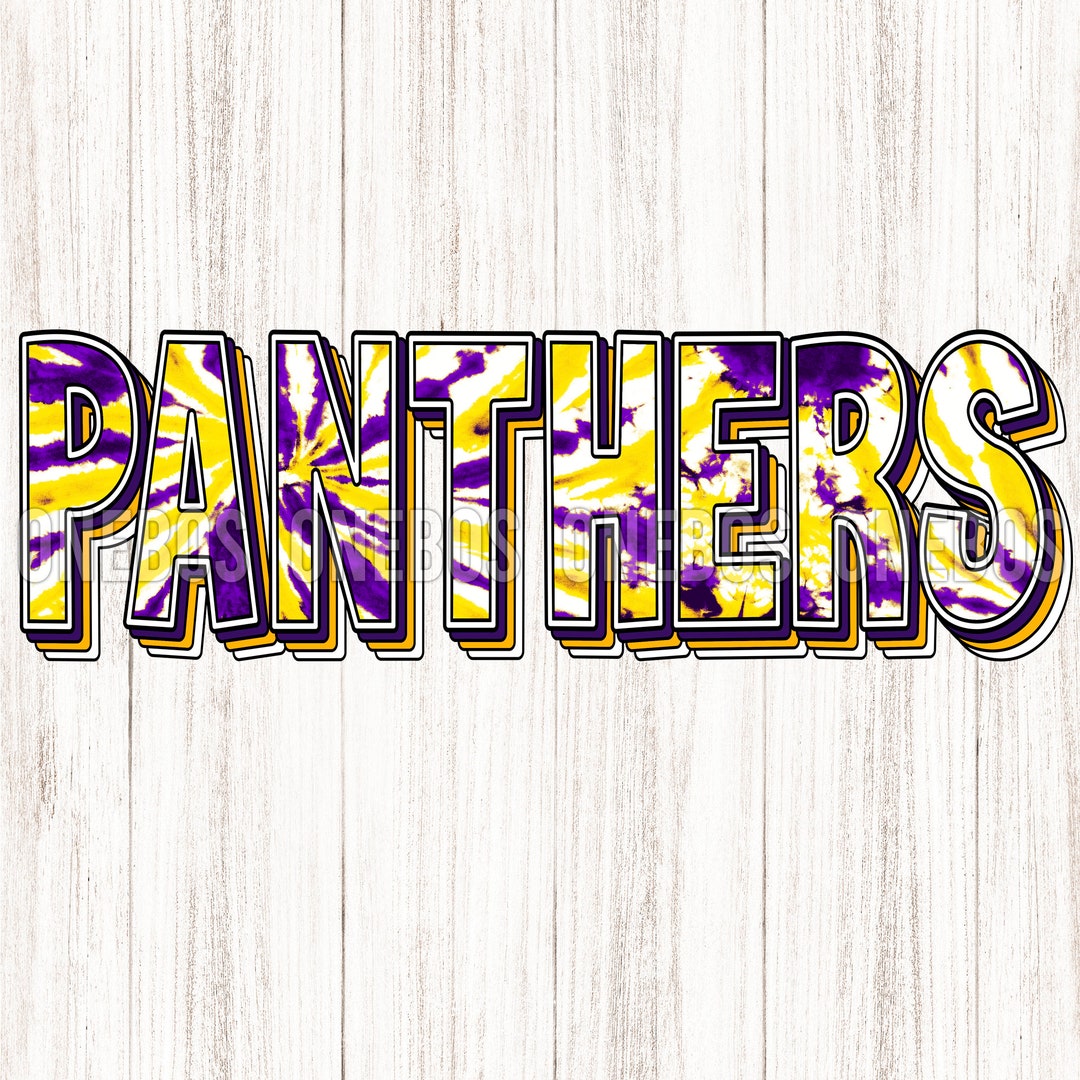 Panthers Mascot Digital Download PNG, Tie-dye Gold & Purple, School ...