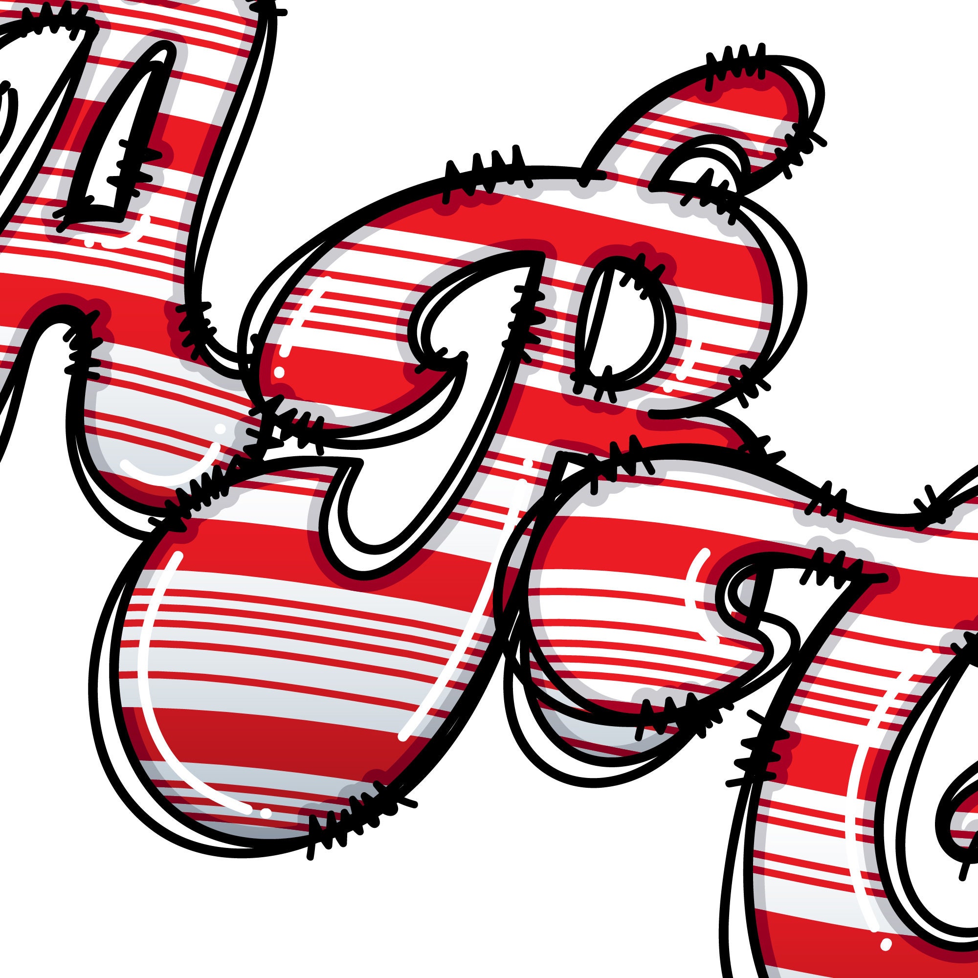 Candy Cane Letter PNG Peppermint Type Red White Striped | Etsy
