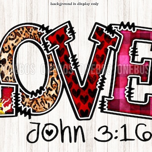 LOVED John 3:16 PNG, Valentine's Clipart With Pattern Fill Doodle ...